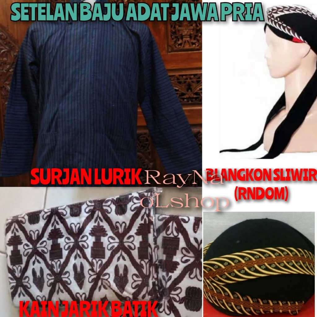 Jual BAJU KEMEJA JAWA PRIA | SURJAN LURIK BIRU HITAM +KAIN JARIK BATIK+ BLANGKON SLIWIR ...