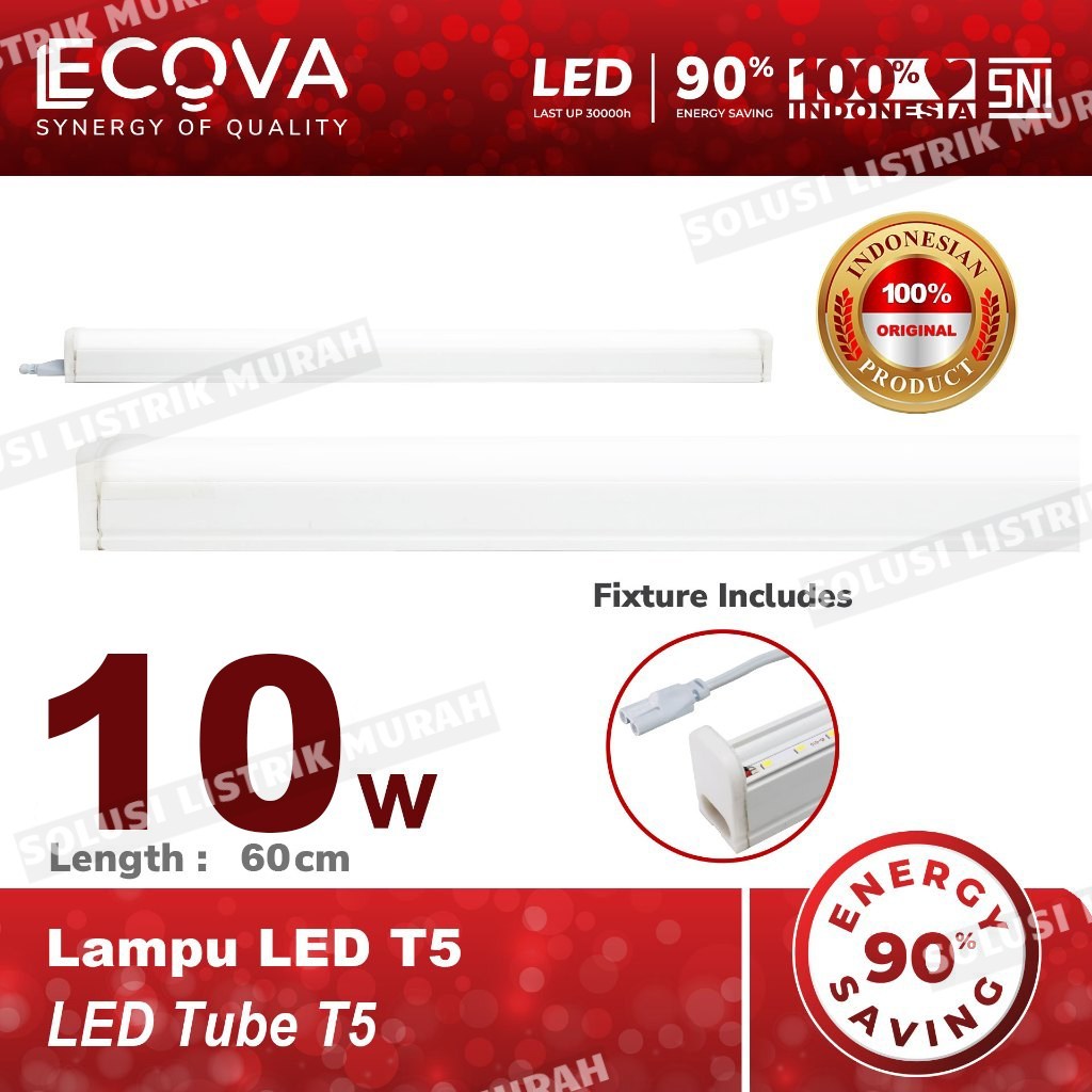 Jual LAMPU LED ECOVA TL T5 TERANG HEMAT ENERGI & TAHAN LAMA 10 WATT 60CM | Shopee Indonesia