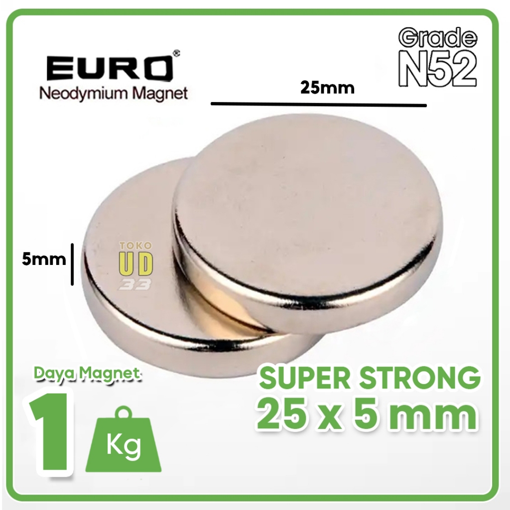 Jual Magnet Neodymium 25x5mm 25x5 mm Bulat Koin Putih N35 25mm x 5mm ...