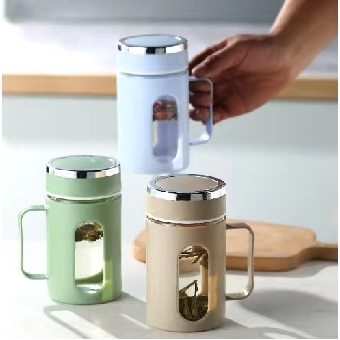 Jual Botol Gelas Kaca Gagang / Gelas Shell 500ML / Cangkir Minum Motif ...