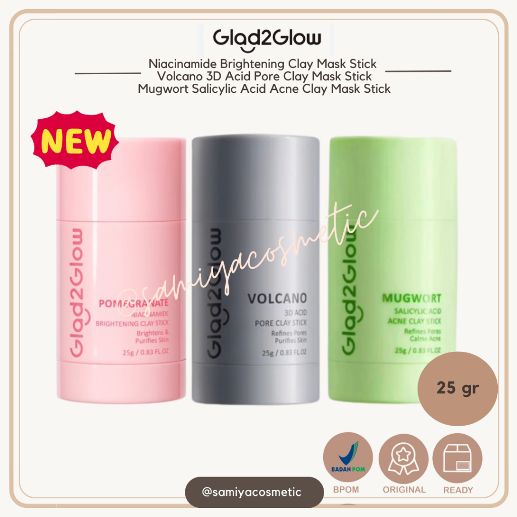 Jual [READY] Glad2Glow Pomegranate Niacinamide Brightening Clay Mask 30g Masker Mencerahkan ...