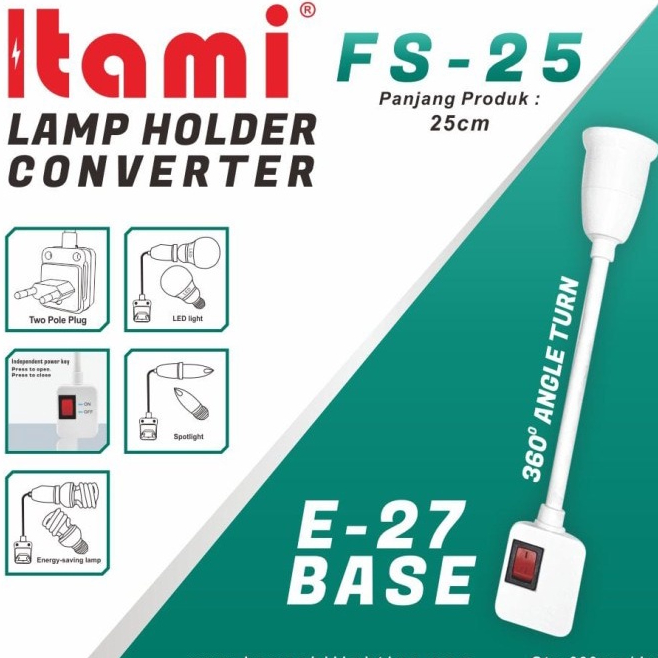 Jual Itami Fitting Colok Flexible E27 25 Cm FS 25 Saklar Fiting ...