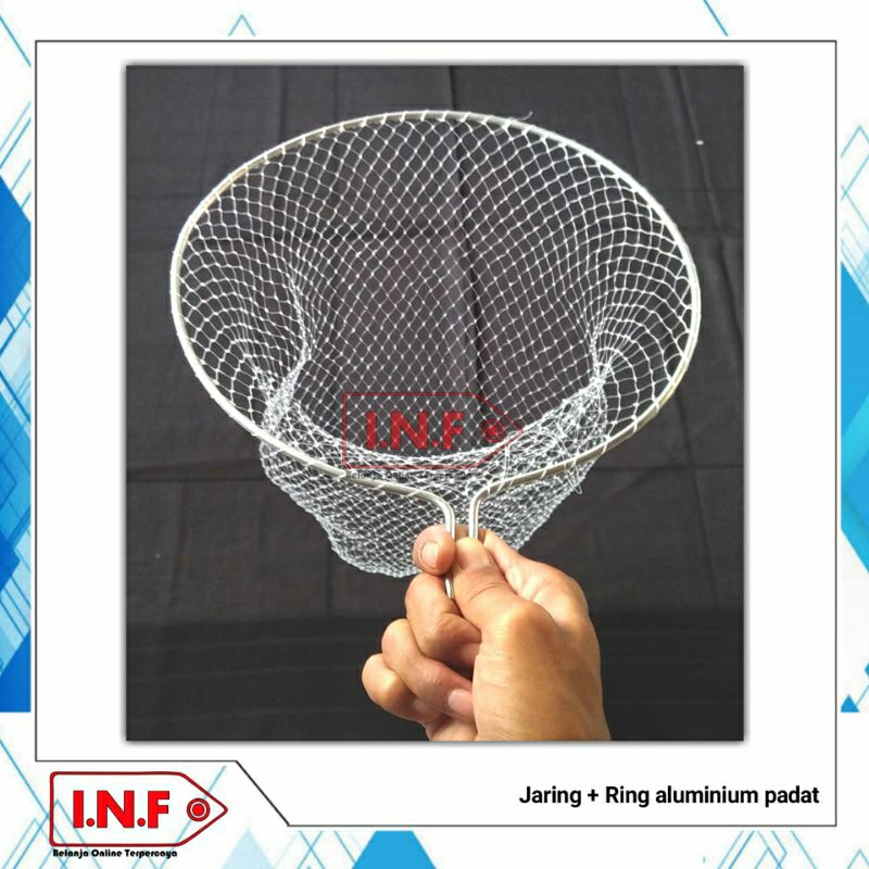 Jual jaring serok udang + serok senar bahan ring aluminium padat ...