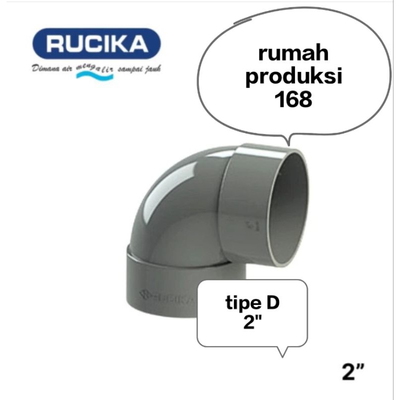 Jual elbow / knee 2" inchi rucika tipe D 90 derajat fitting sambungan pipa pvc | Shopee Indonesia
