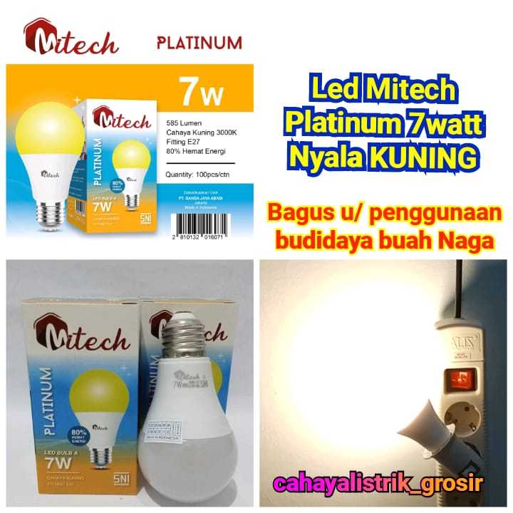 Jual Warm White / KUNING Lampu Led MiTech Bohlam A Bulb 7w 7 Watt ...