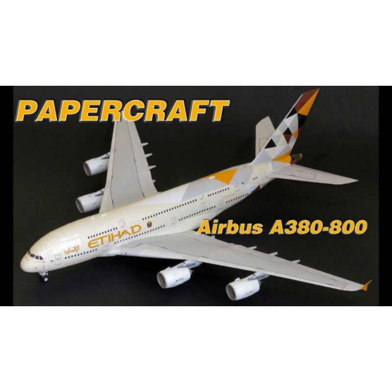 Jual Lembaran pola papercraft pesawat Etihad Airbus A380-800 (2OP-Aa6 ...