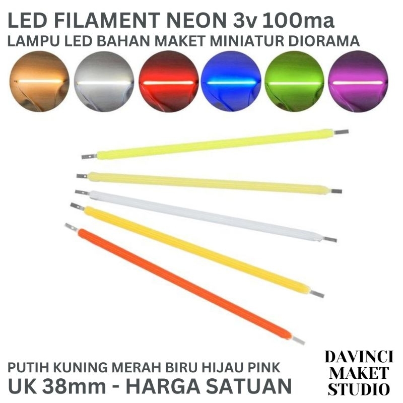 Jual (Tube.3v) Lampu LED Neon 3v Maket Diorama Putih Kuning Pink Merah ...