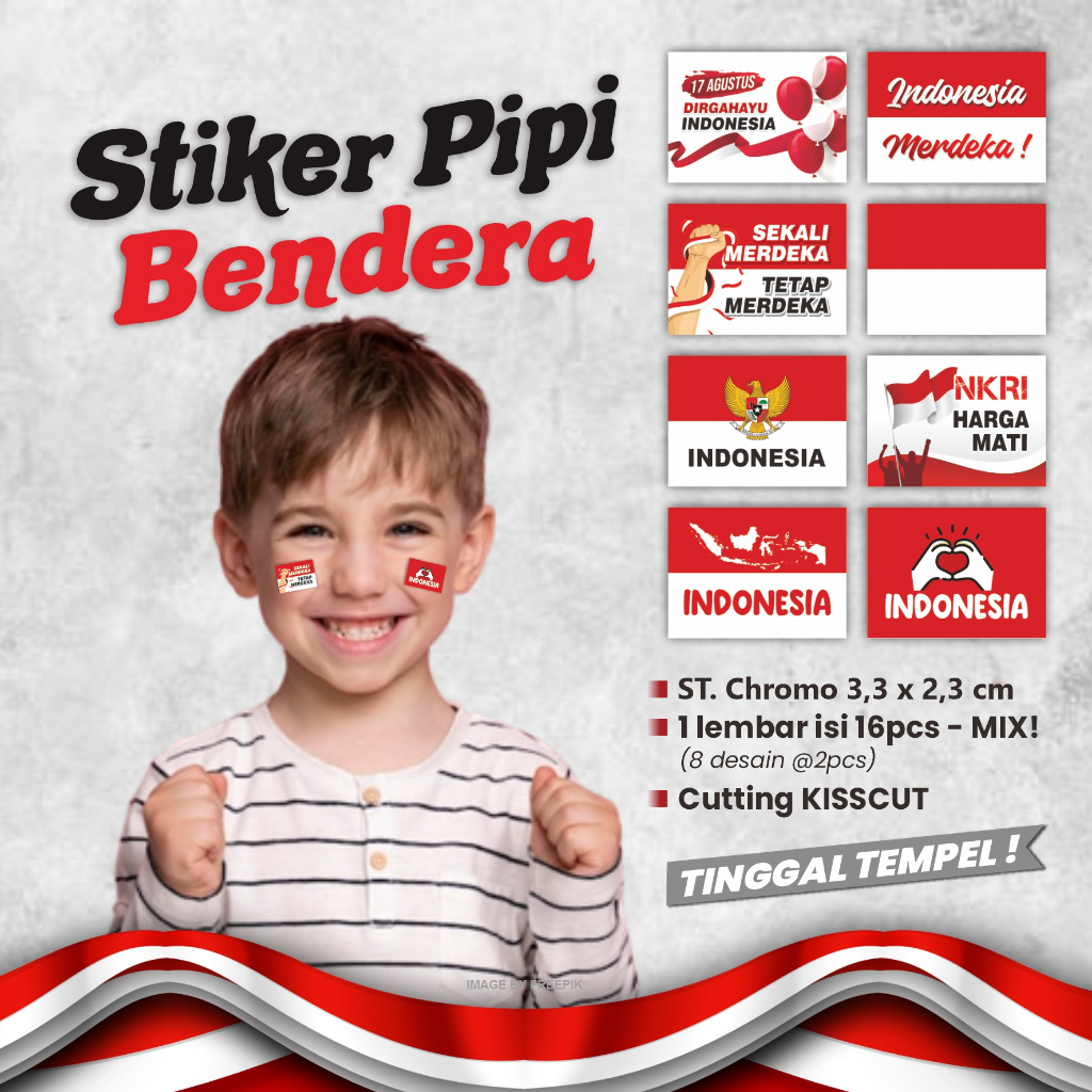 Jual Stiker Pipi Bendera Indonesia HUT RI 17 Agustus Dirgahayu Republik ...