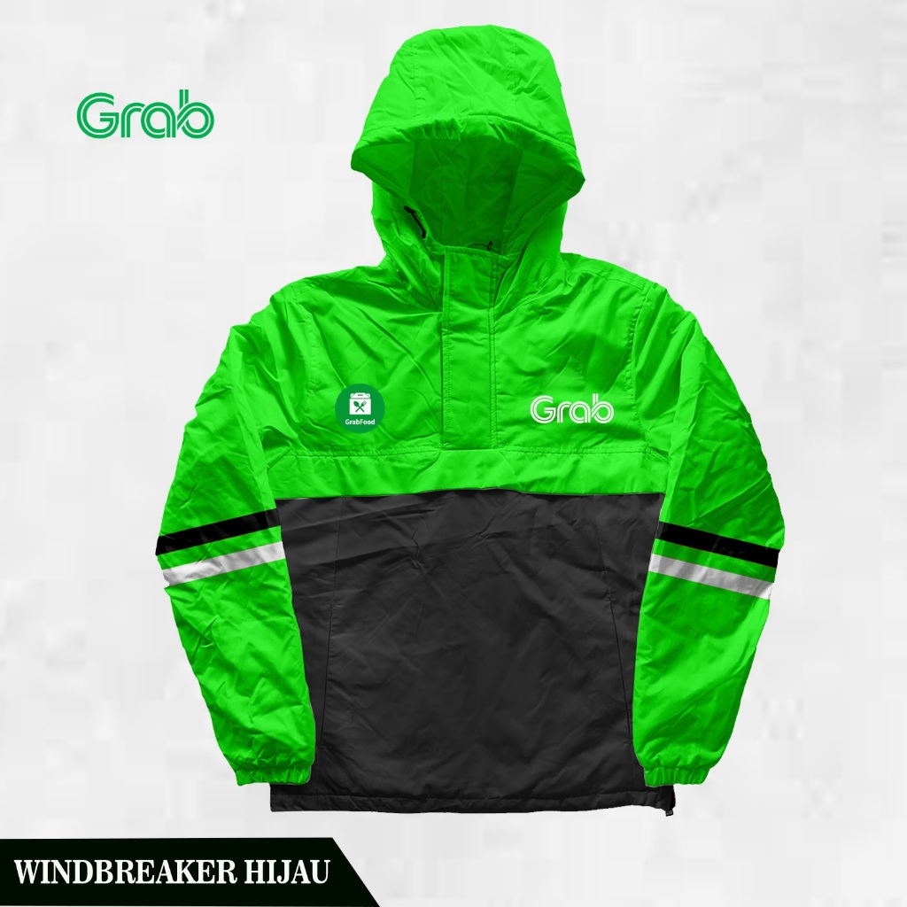 Jual jaket windbreakers grab grabbike grabfood terbaru jaket parasut ...