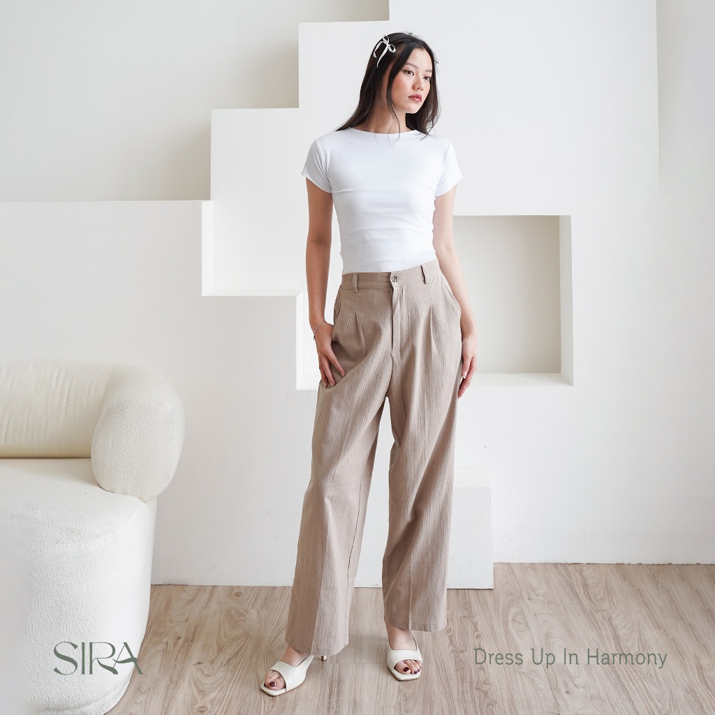Jual SIRA - Trisha Pants - celana panjang linen model straight lurus loose wanita | Shopee Indonesia