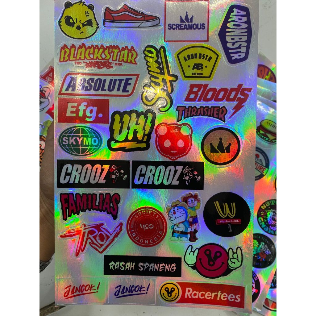 Jual Sticker Stiker Logo Brand Distro Apparel Motif Campuran Bahan ...