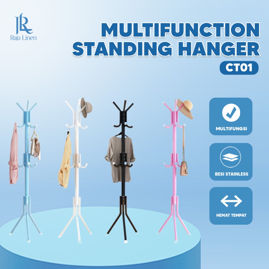 Jual Multifunction Standing Hanger Besi Stainless Portable Irit Tempat ...