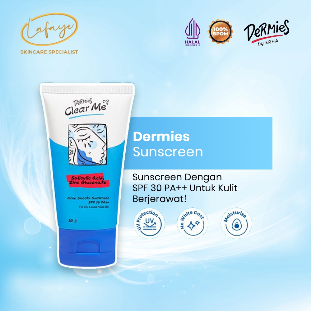 Jual DERMIES Clear Me Acne Smooth Sunscreen SPF 30 PA++ 30 g ...