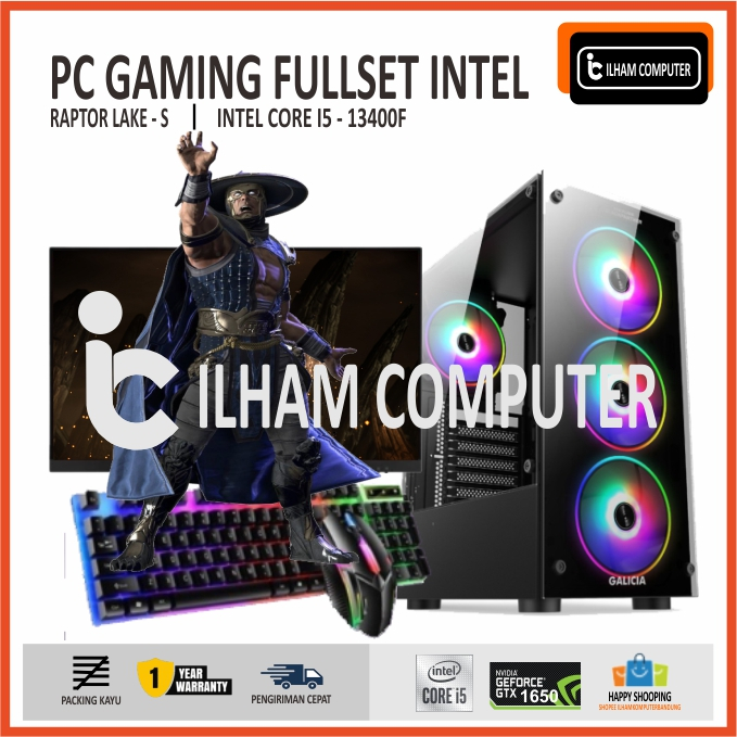 Jual PC GAMING FULL SET INTEL CORE I5 13400F VGA GTX1650 4GB DDR4 16GB SSD 256GB HDD 1TB MONITOR ...