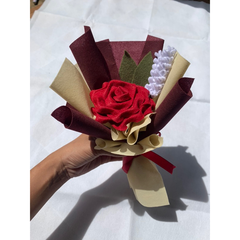 Jual Buket Mawar merah wine cream / Buket satu tangkai / Bunga satu ...