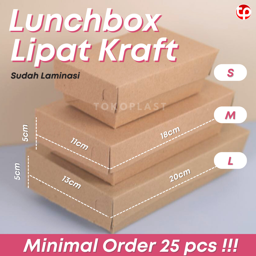 Jual (GROSIR) LUNCHBOX KRAFT LAMINASI UKURAN S M L LUNCH BOX | Shopee Indonesia