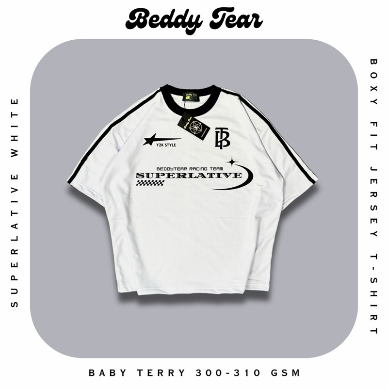 Jual BEDDYTEAR V2 SuperLative White - Boxy Oversize Fit T-Shirt Unisex ...