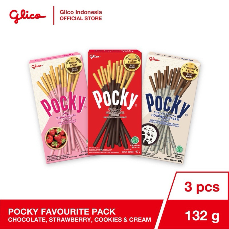 Jual Glico Pocky 3 Rasa ( Chocolate,Strawberry,Cookis & Cream ) | Shopee Indonesia