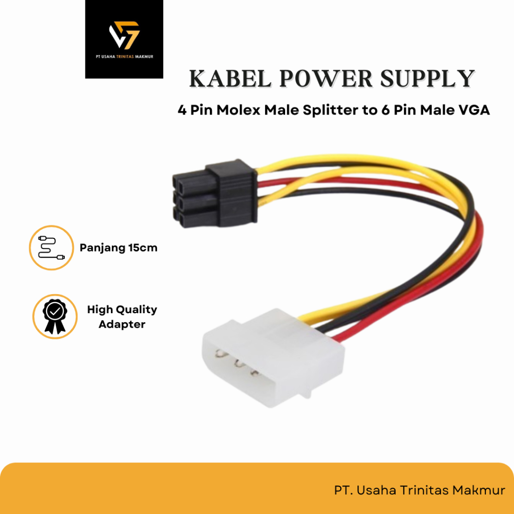 Jual Kabel Power VGA - Cable Power Supply 4 Pin Molex Male Splitter To ...