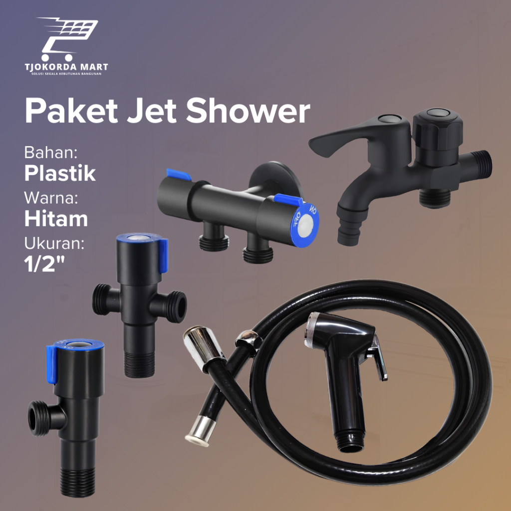 Jual Jet Shower - Shower Closet - Stop Kran Single - kran cabang Hitam ...