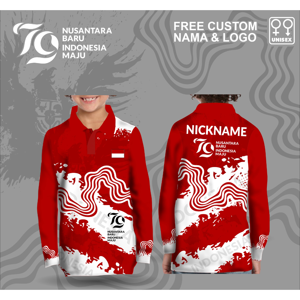 Jual Jersey polo anak hut kemerdekaan ri ke 79 baju 17an kaos dirgahayu indonesia 2024 lengan ...