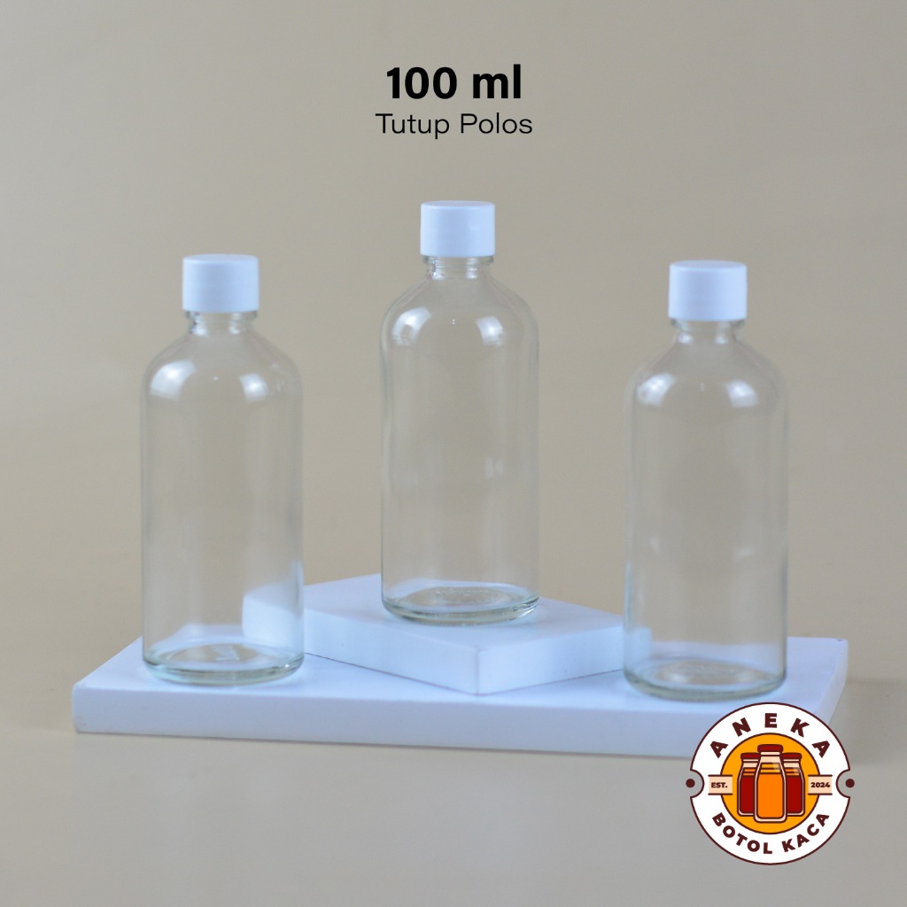 Jual Botol Kaca 100ml Tutup Putih Polos Ulir Botol Minuman Beverage ...
