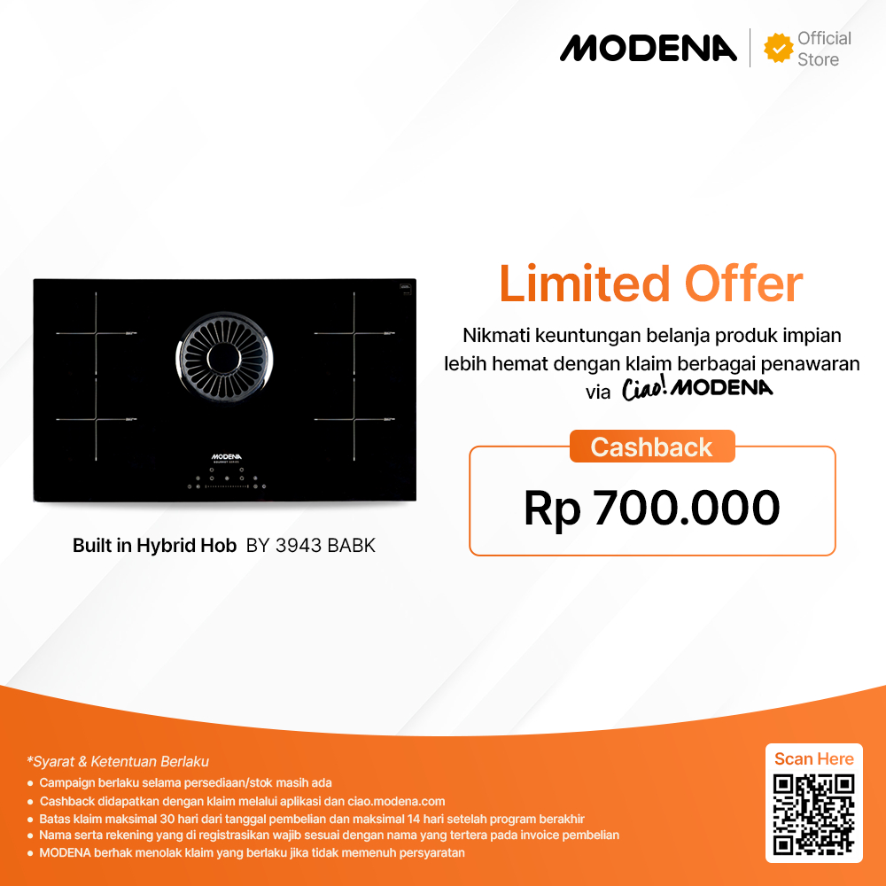 Jual MODENA Built-in Hybrid Hob - BY 3943 BABK | Shopee Indonesia