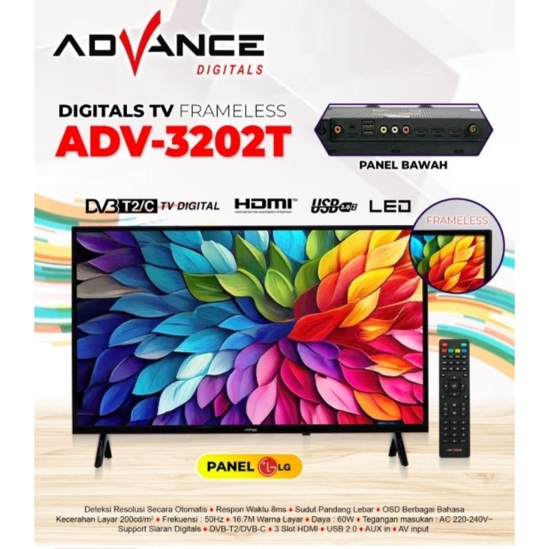 Jual Advance Smart Digital TV 32 inch Frameless Television ADV 3202T ...