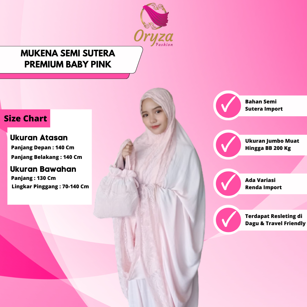 Jual Mukena Semi Sutera Premium Lebih Halus Warna Baby Pink Desain ...