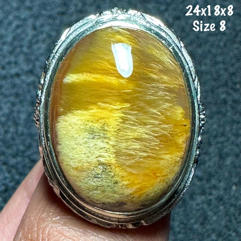 Jual Cincin Batu Akik Natural Cendana Rambut Emas Kristal (asli alam ...