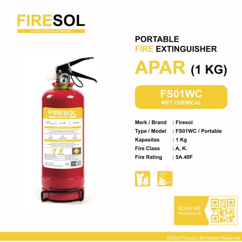 Jual APAR 1KG Wet Chemical/ Alat Pemadam Api Ringan/ APAR Firesol ...
