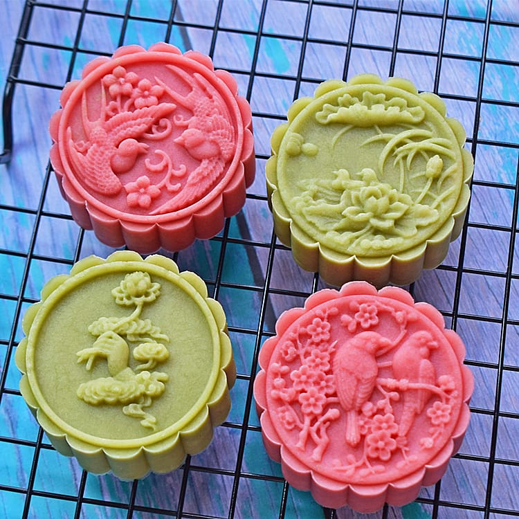 Jual (4pc) cetakan kue bulan (75gr) moon cake press mold mooncake ...