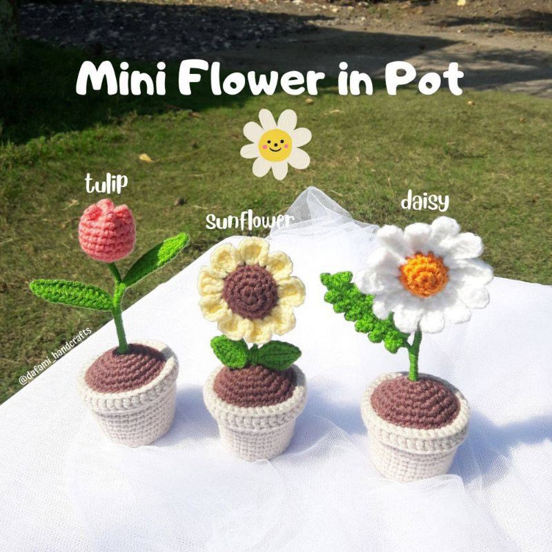 Jual DAFAMI | Mini Flower in Pot/Bunga Rajut Mini dalam Pot (Daisy ...