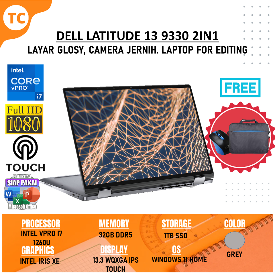 Jual Laptop 2in1 Dell Latitude 9330 Intel Vpro i7 1260U 32GB DDR5 1TB ...