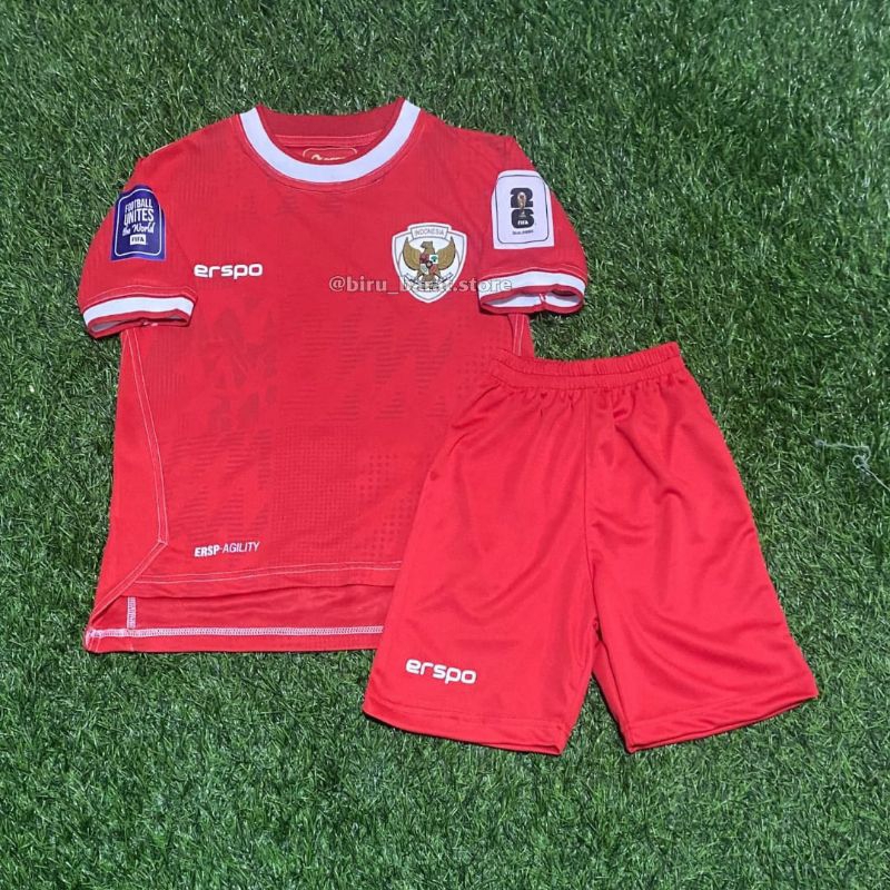 Jual JERSEY ANAK TIMNAS INDONESIA 2024 erspo JERSEY SETELAN ANAK CUSTOM NAMA NOMOR BAJU BOLA ...