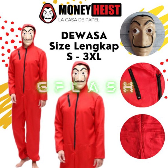 Jual KODE C2X Kostum Money Heist Dewasa Import Baju Cosplay Topeng La ...