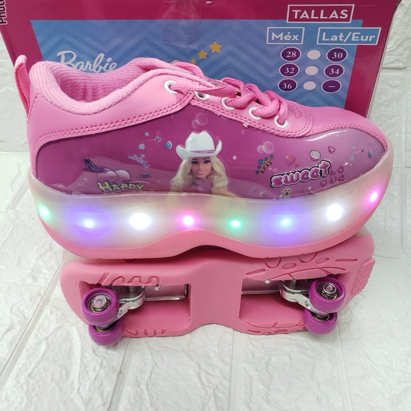 Jual ORIGINAL TERMURAH Sepatu Roda Lipat Lampu Roda 4 Karakter Barbie ...