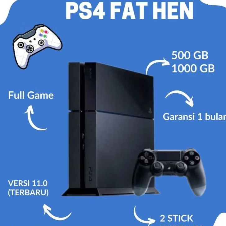 Jual PS4 FAT HEN 1TB + 2 STICK WIRELLES + FULL GAME VERSI 11.0 (TERBARU ...