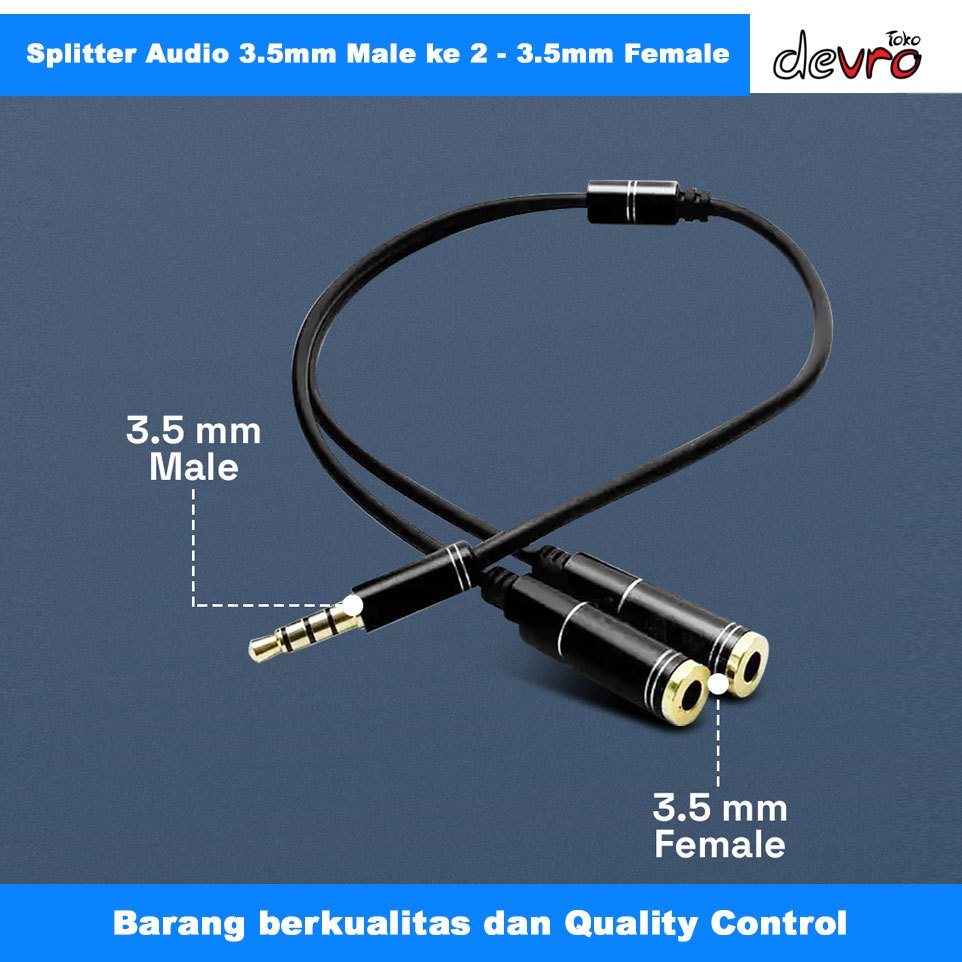 Jual Splitter Audio ke 2 headphone - Splitter Kabel Audio 3.5mm Male ke ...