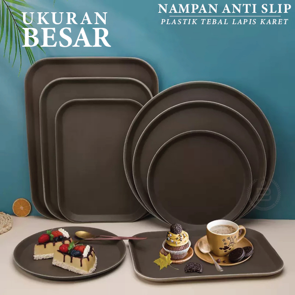 Jual Aesthetic Tray Nampan Saji Hotel Anti Slip Big Size Bulat Kotak ...