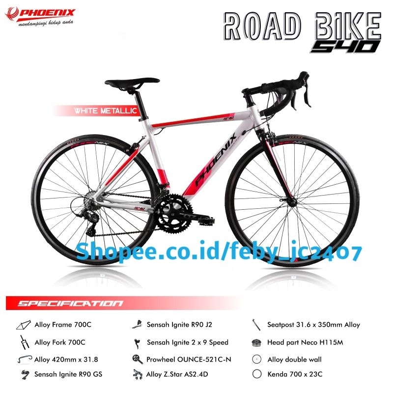 Jual Sepeda balap roadbike road bike 700 x 32c phoenix 540 Alloy ...