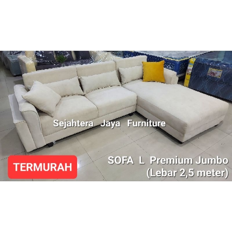 Jual SOFA L Premium Jumbo Minimalis Lebar 2,5 meter | Shopee Indonesia
