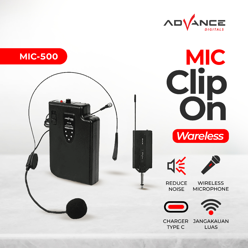 Jual Advance Mic-500 Mic Bando Wireless Mic Clip On / Microphone Eksternal | Shopee Indonesia