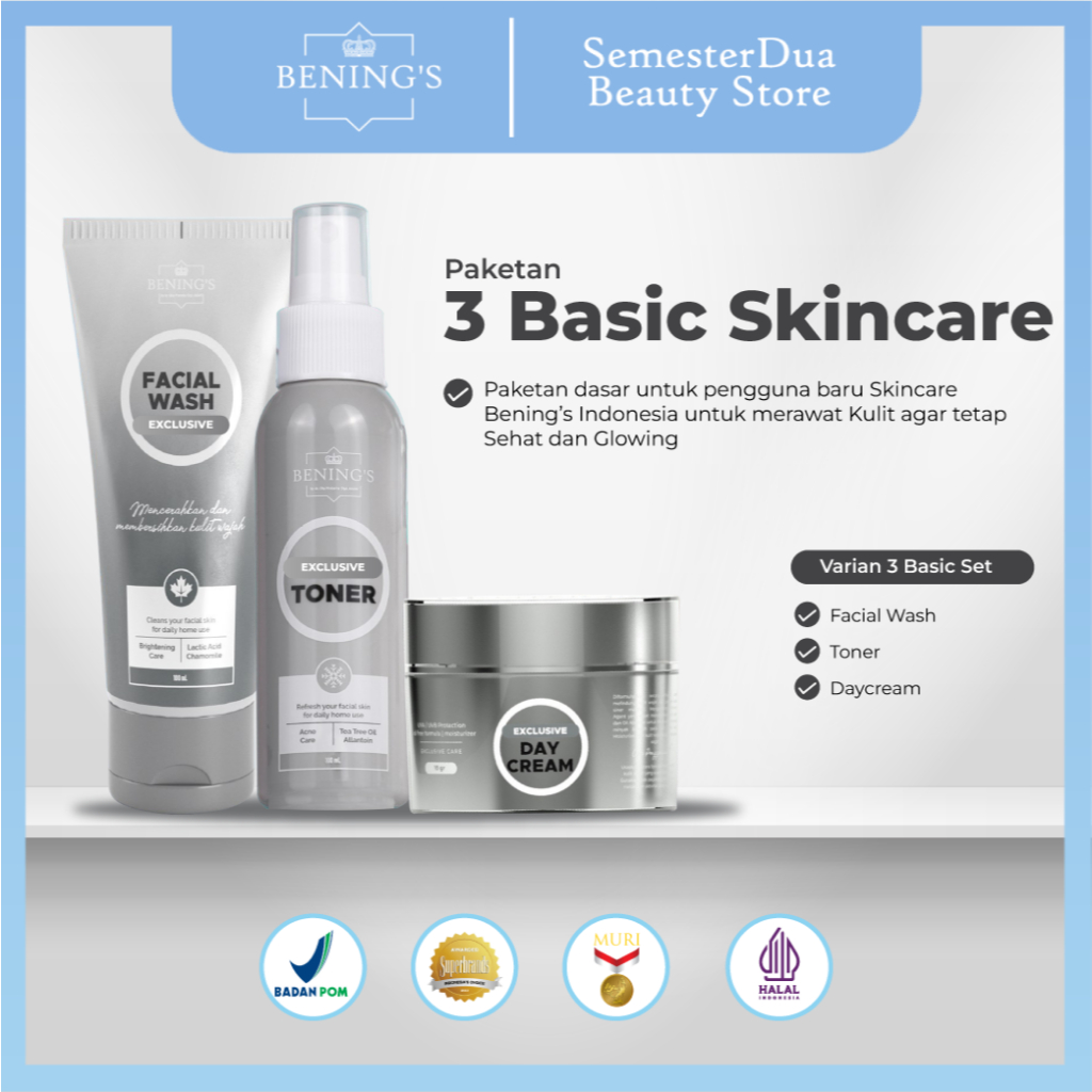 Jual 3 Set Basic Skincare - Bening Skincare Doctor Oky Pratama - Paket ...
