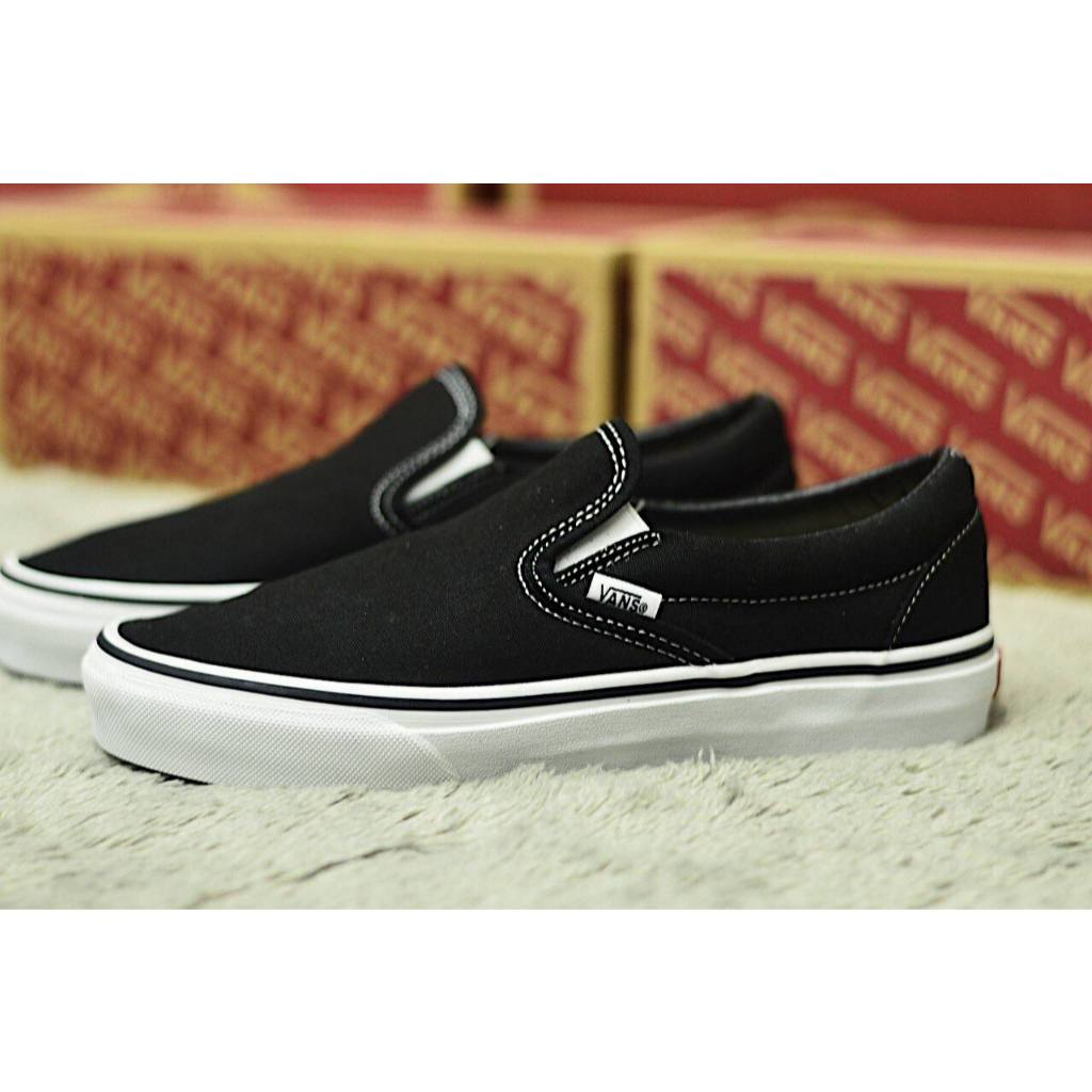 Jual Vans Slip On Black-White (100% AUTHENTIC) | Shopee Indonesia