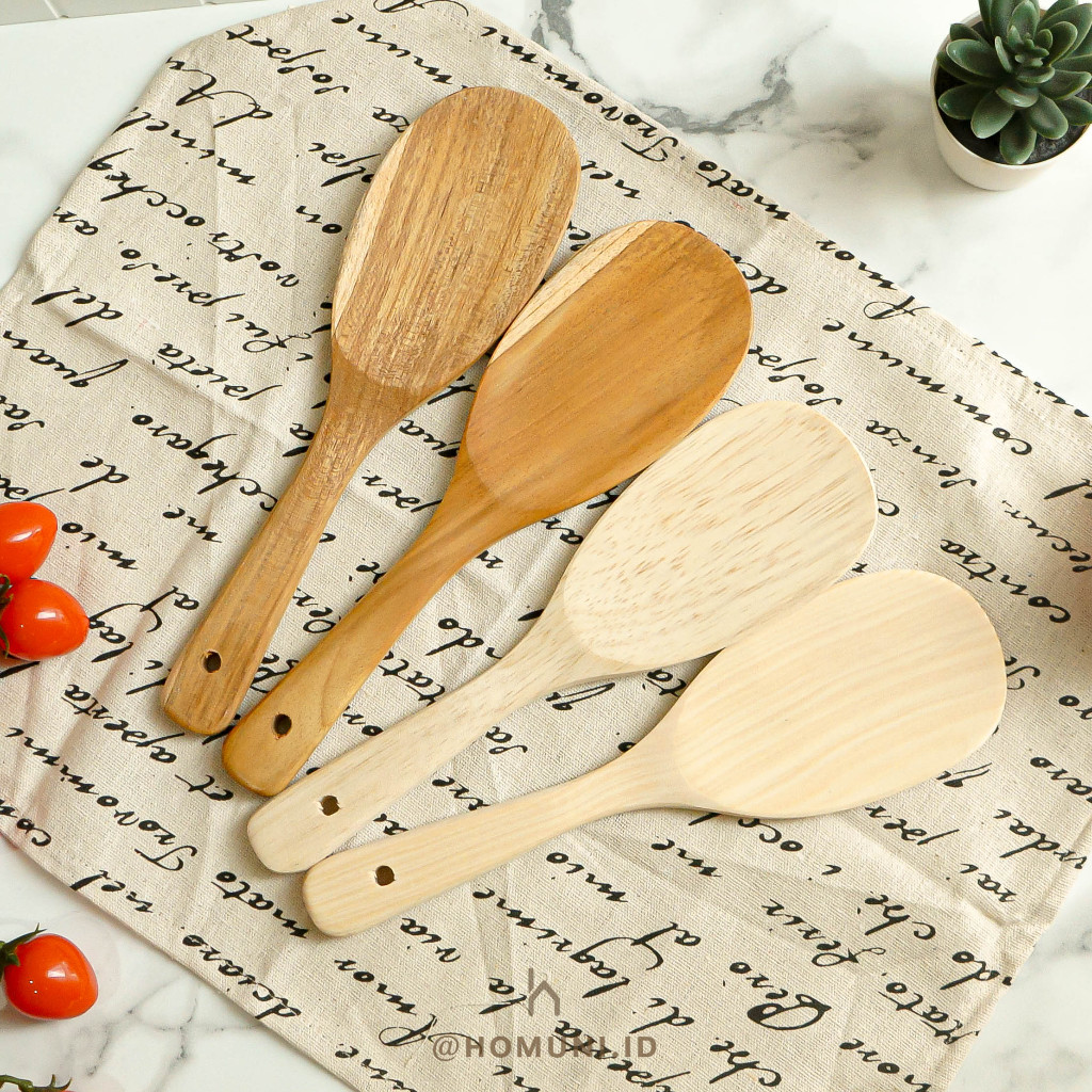 Jual centong nasi kayu jati/ sendok nasi kayu pinus/ wooden rice spoon ...