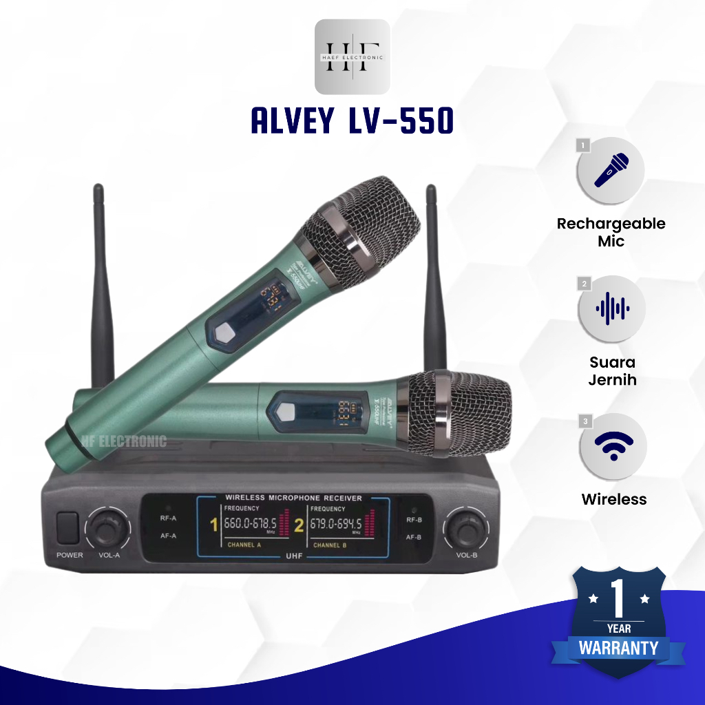 Jual Microphone Wireless ALVEY LV-550 Mic Wireless 2 Mic Bisa Ganti ...