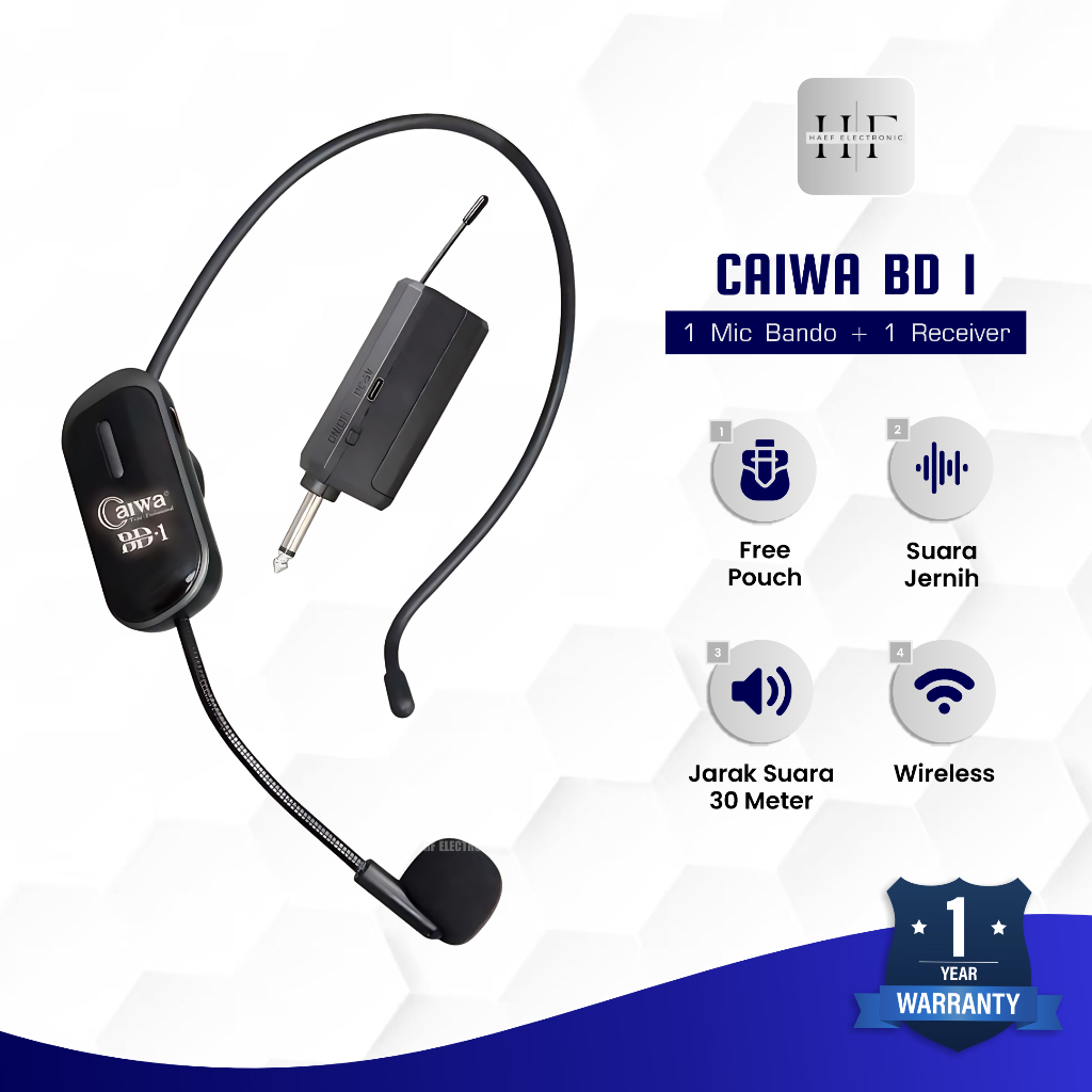 Jual Mic Bando Wireless CAIWA BD-1 Mic Headset Mikropon Ceramah Mic ...