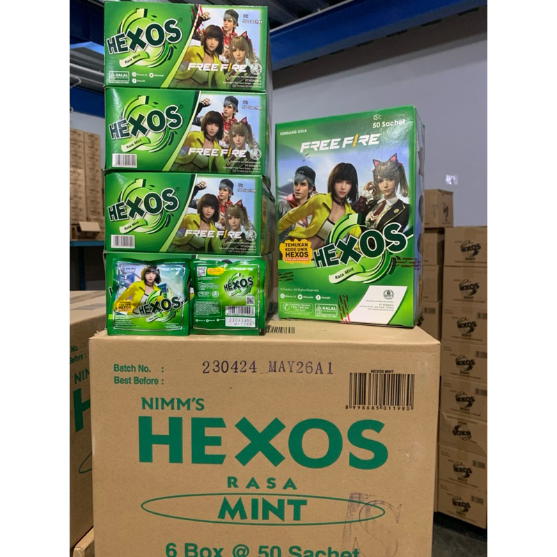 Jual Permen Hexos Mint Kemasan 1 Box isi 50 sachet | Shopee Indonesia