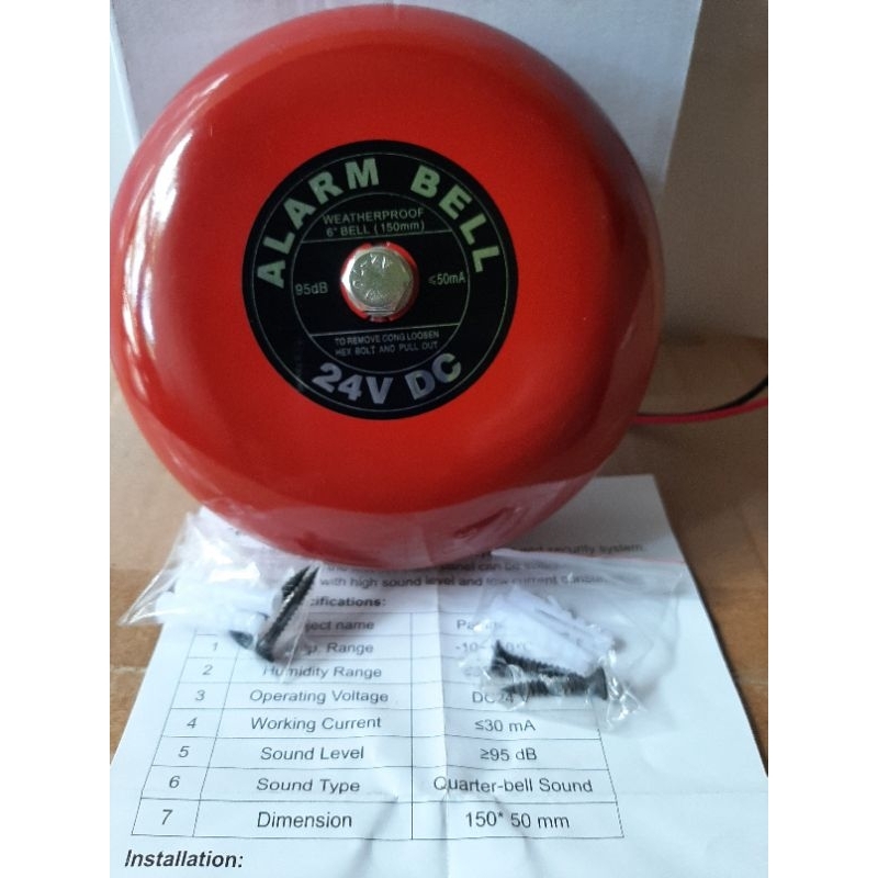 Jual alarm bell 6inch 24v dc fire alarm system conventional ke MCFA ...